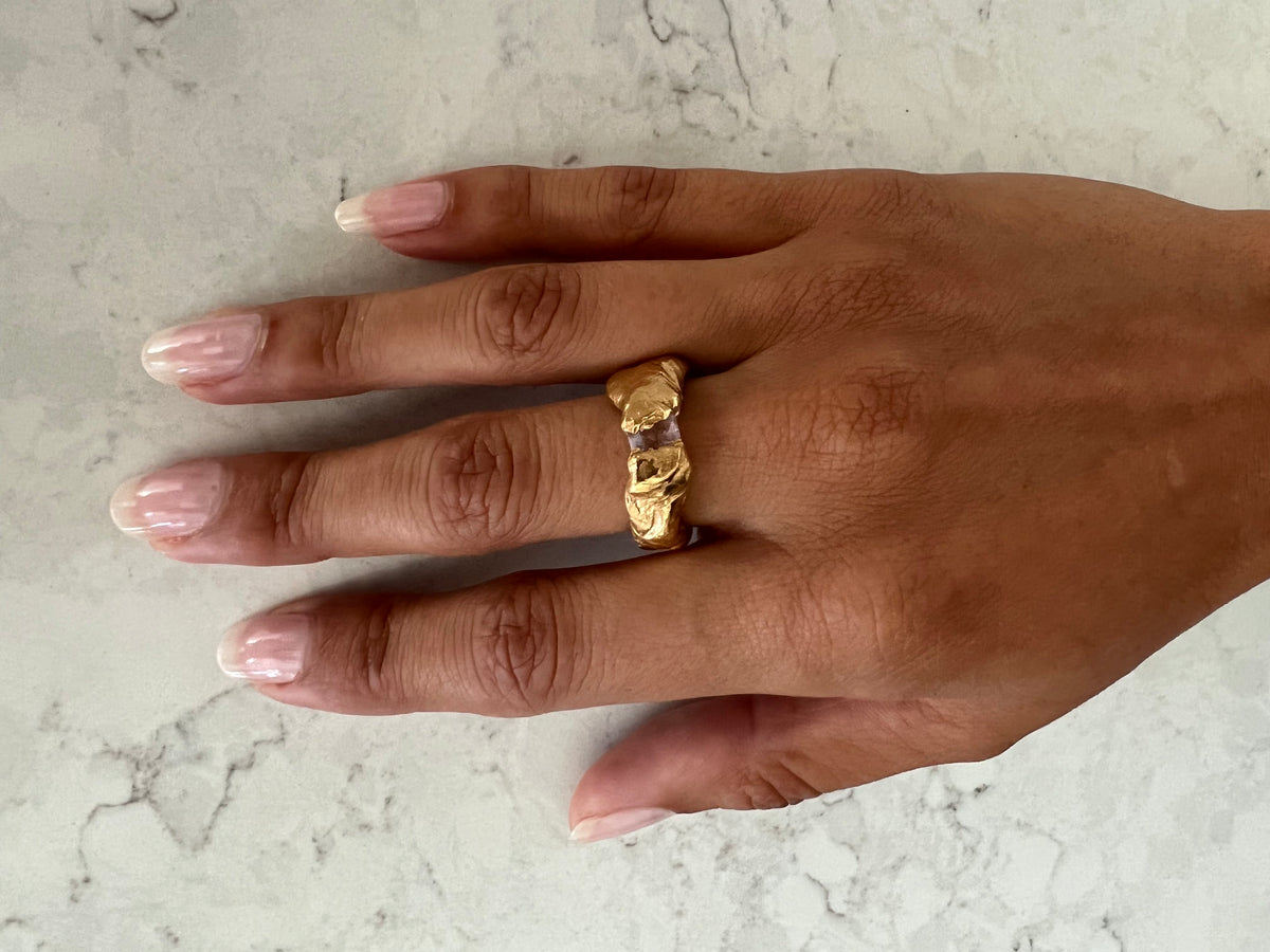 DONNA RING - 22k Gold Plate | BIRTHSTONE – BYGEORGIA