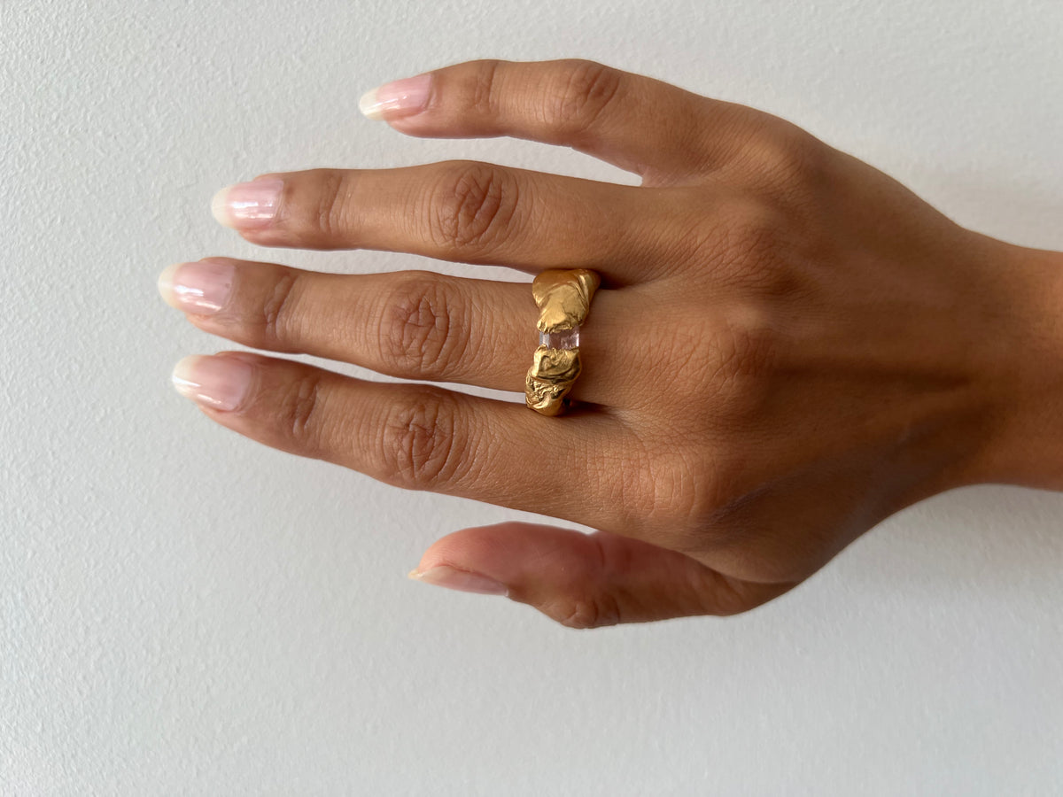DONNA RING - 22k Gold Plate | BIRTHSTONE – BYGEORGIA